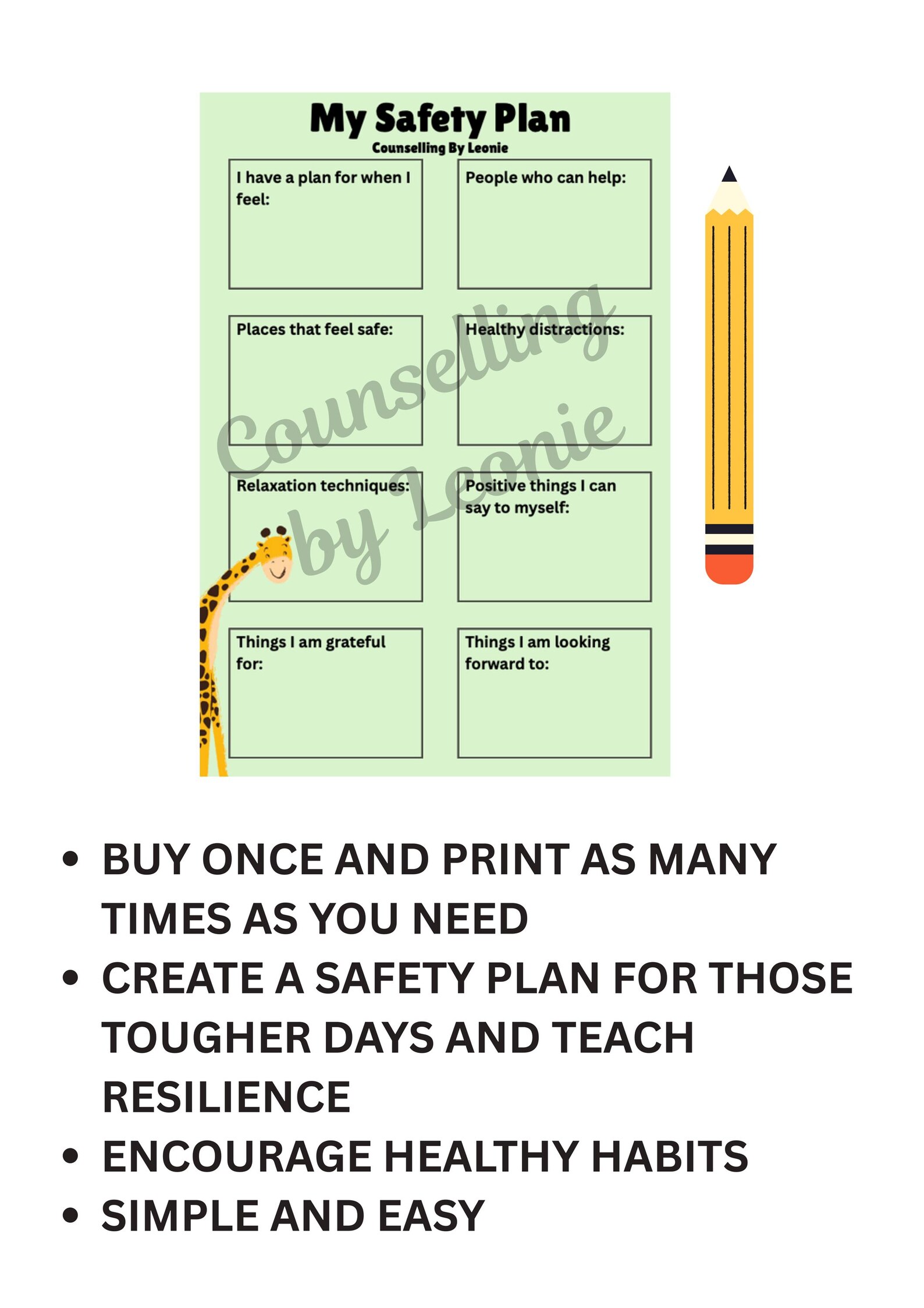 My Safety Plan Worksheet | Create a Mindful Plan for Those Tougher Days ...