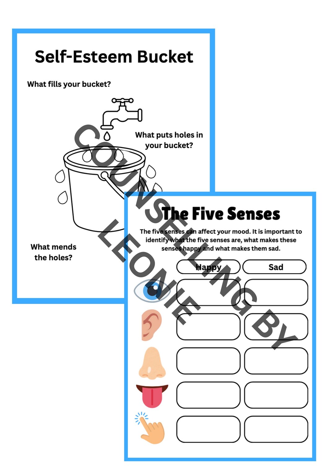 Five Senses & Self-esteem Bucket Activity Feelings Emotions Resource ...