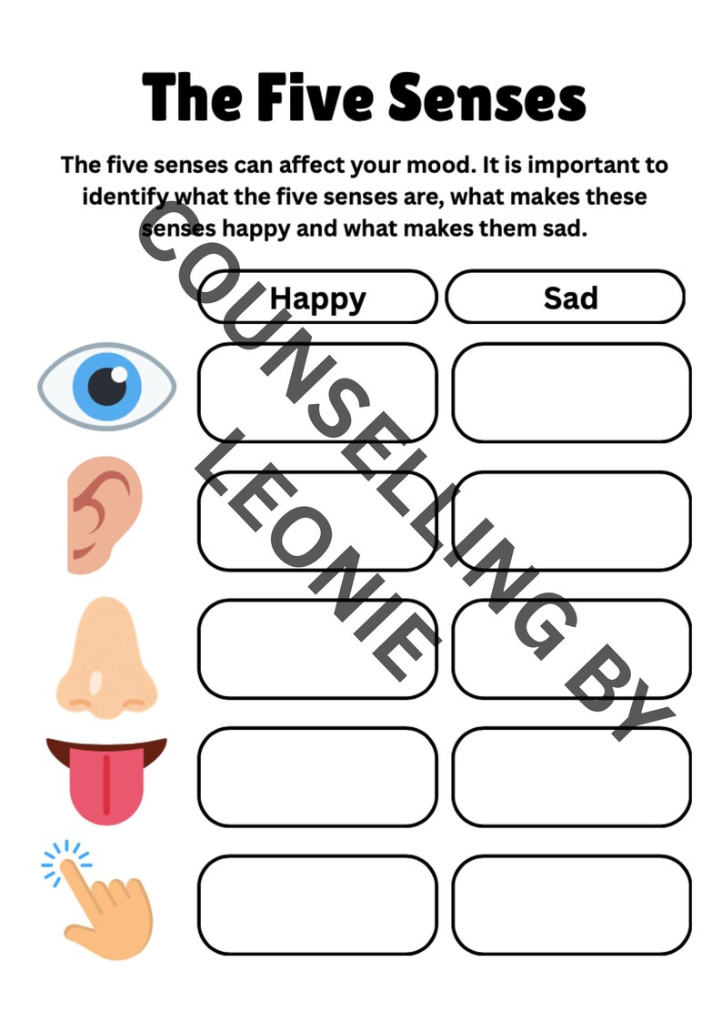 Five Senses & Self-esteem Bucket Activity Feelings Emotions Resource ...