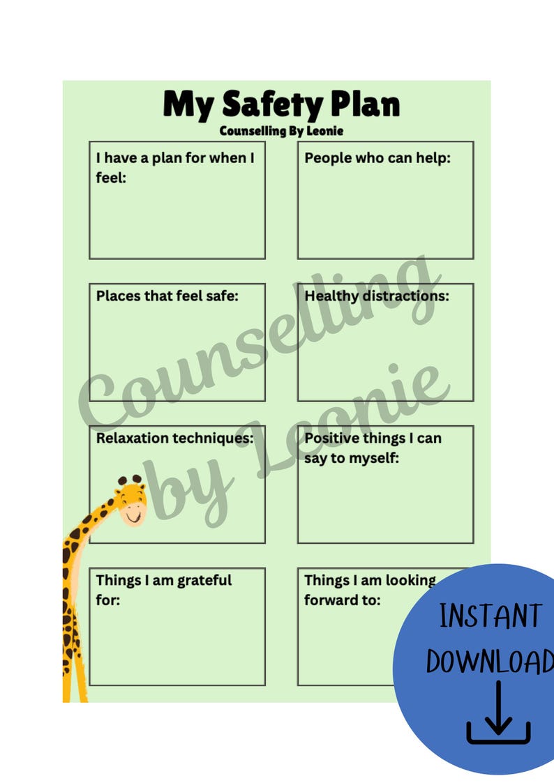 My Safety Plan Worksheet | Create a Mindful Plan for Those Tougher Days ...