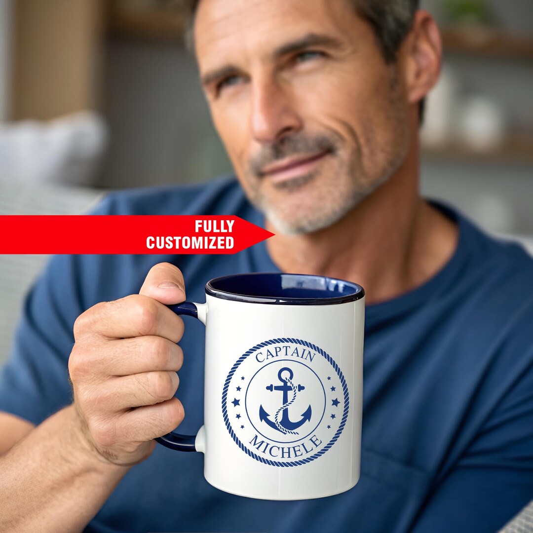 Custom Captain Mug, Anchor Mug, Boating Gifts, Sailing Dad Gift ...