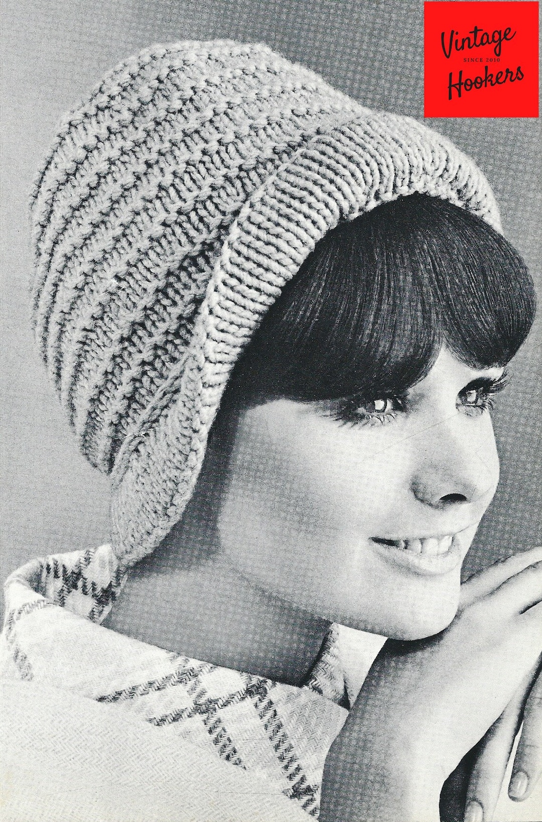 Knit Helmet Hat Ridged Knitting Pattern Vintage 1960's Retro Classic ...