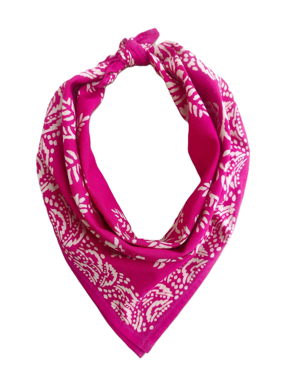 Handblock Print Cotton Bandana, Pink Floral Paisley Head Scarf - Etsy