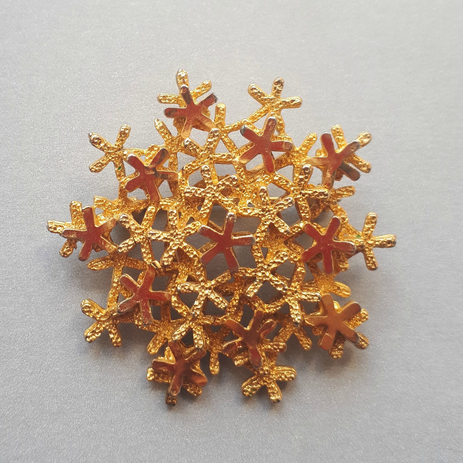 Snowflake Brooch Vintage Gold Tone Pin Badge Plain & - Etsy