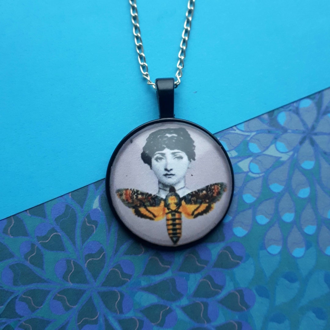 Madame Death Hawk Moth Necklace Glass Cameo Pendant - Etsy