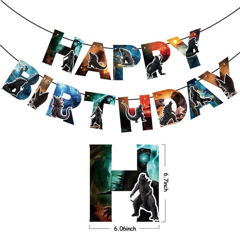 Godzilla Birthday Party Supplies Banner Balloon Set Decoration - Etsy