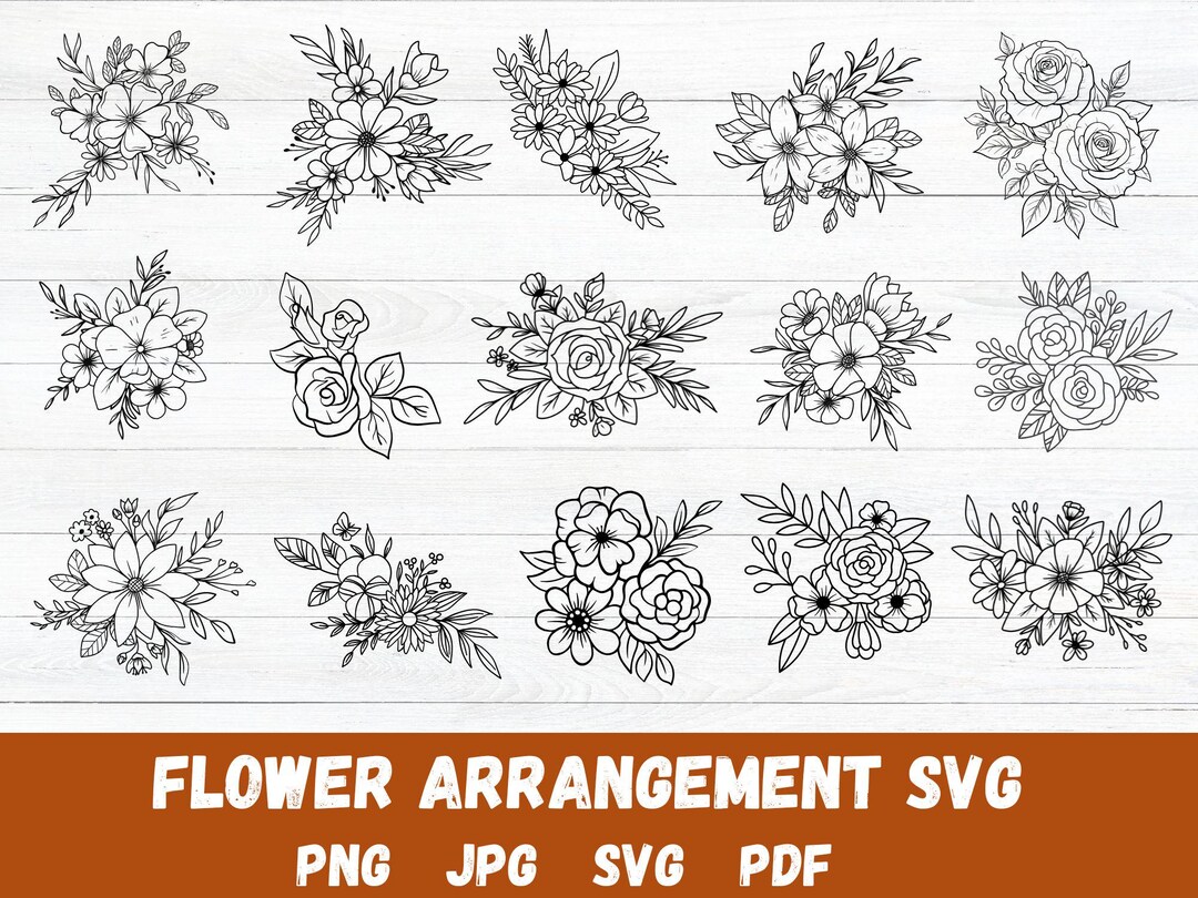 FLOWER ARRANGEMENT SVG File Bundle Flowers Border Cut Files Wedding ...