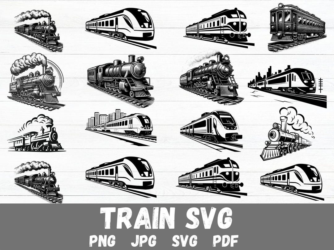 Train Svg Bundle, Train Silhouette Bundle, Train Clipart Png, Big Train ...