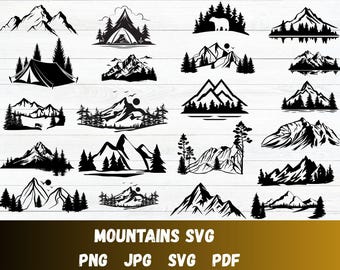 Mountains SVG, File for Cricut, for Silhouette, Cut Files, Forest ...