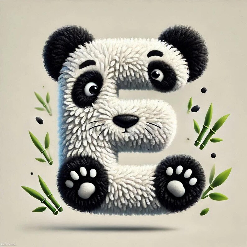 Alphabet Letter Panda PNG | Letters & Numbers 0-9 ABC A-Z Font ...