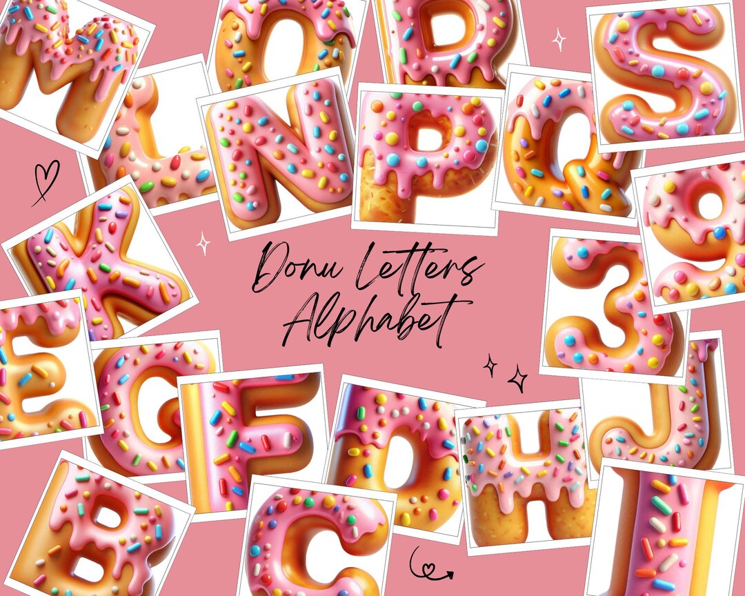 Alphabet Letter Donut PNG | Glazed Donut Letters Numbers 0-9 A-Z Font ...