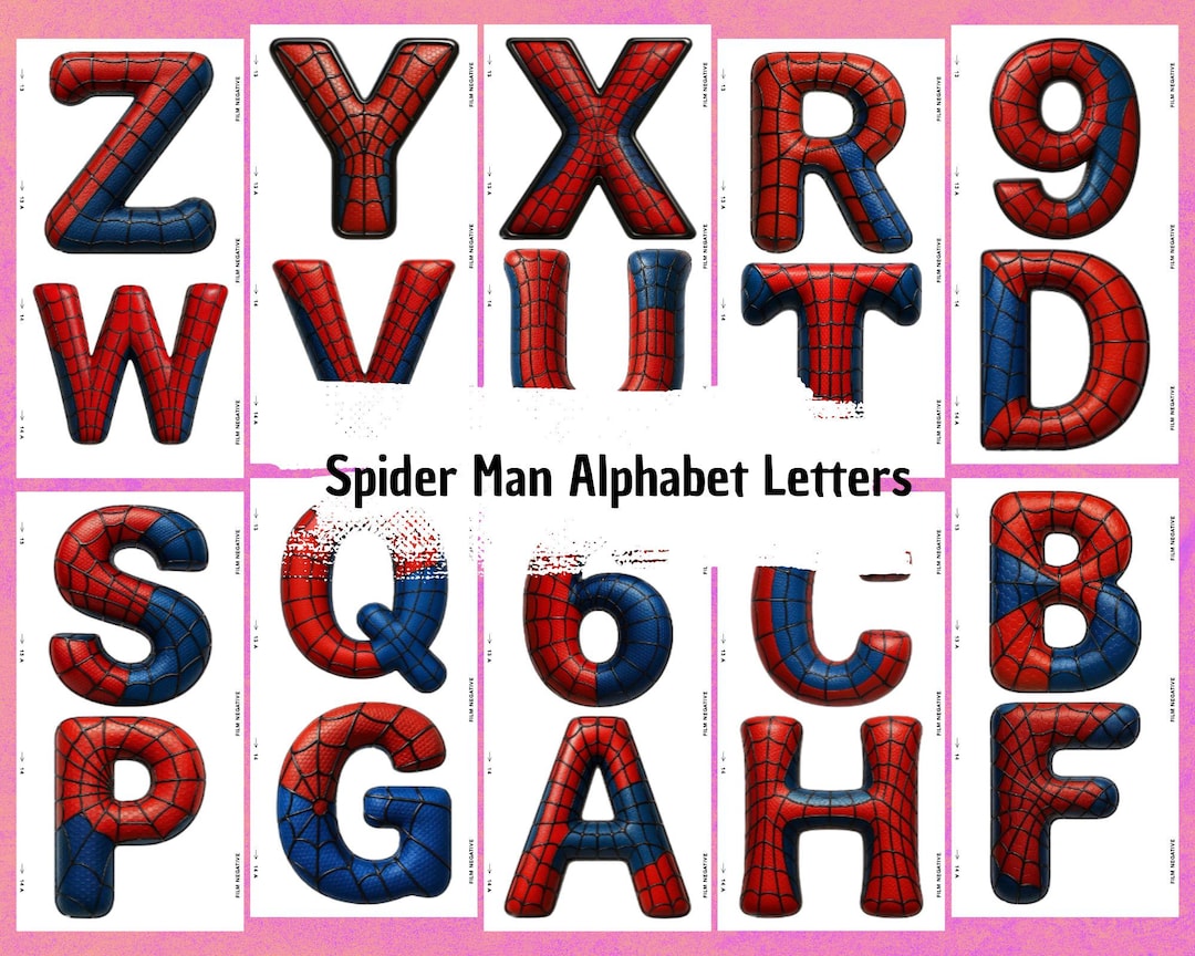 Spiderman Alphabet Letters Numbers PNG Digital Download | Superhero ...