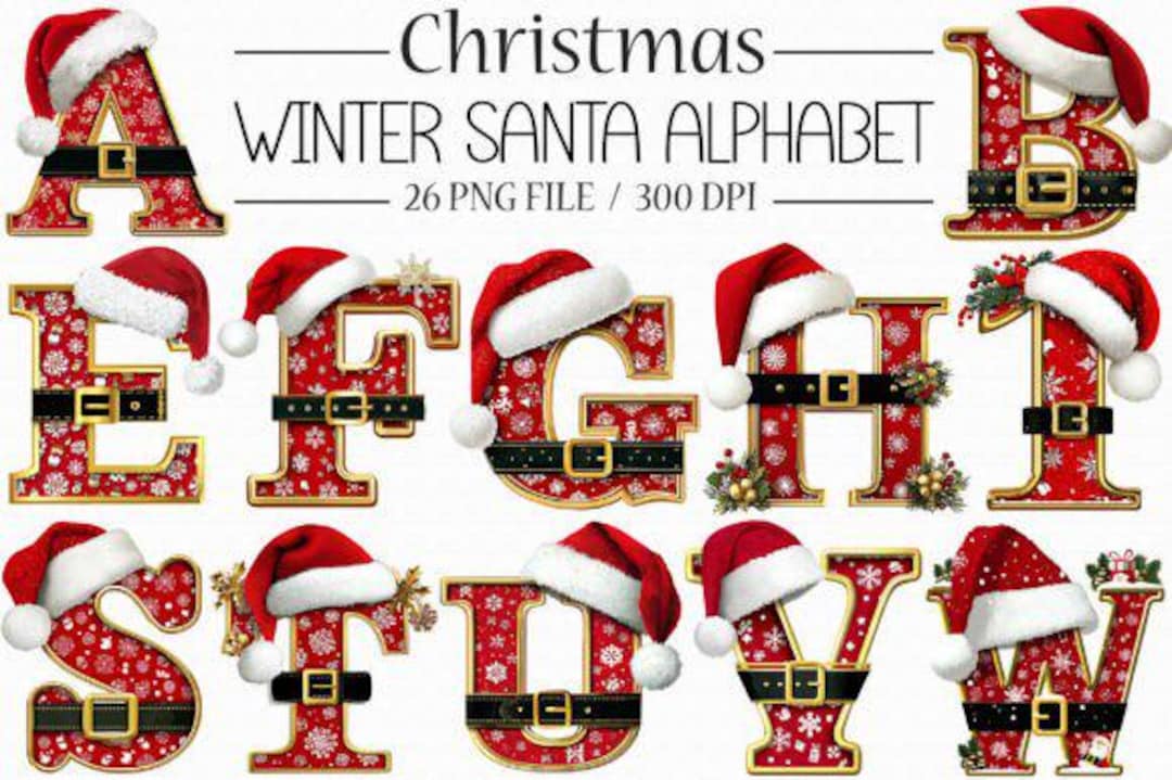 Christmas Letters Alphabet PNG | Instant Download Holiday Letters ...