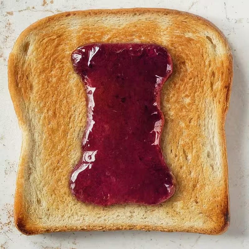 Jam on Toast Alphabet Letters PNG, Photorealistic Food Letters A to Z ...