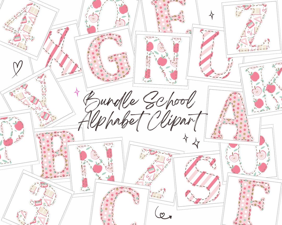 Bundle School Alphabet Clipart PNG | School Girl Back to School Letters ...