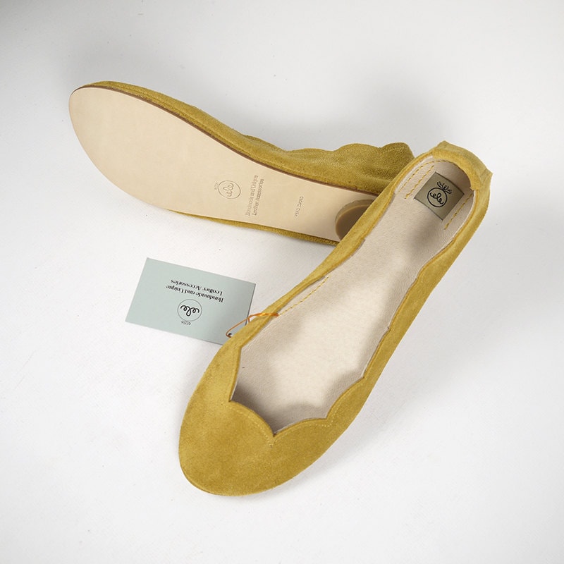 Ballet Flats Shoes in Sunflower Mustard Yellow Italian Soft Leather ...