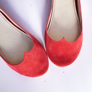 Red Ballet Shoes With Heart Shape, Elehandmade Shoes - Etsy