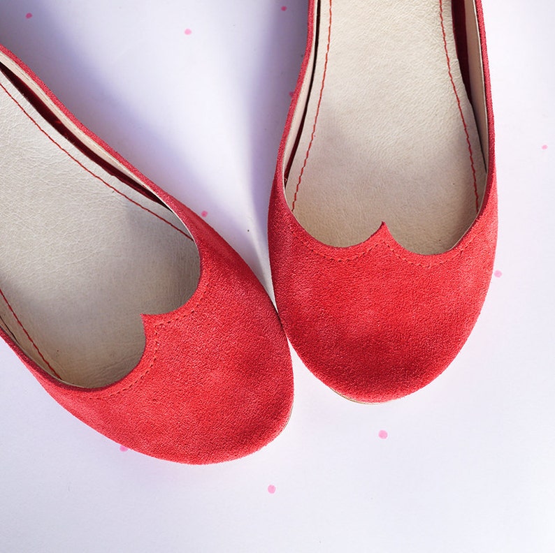 Red Ballet Shoes With Heart Shape Elehandmade Shoes - Etsy