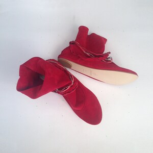Red Ankle Boho Soft Boots in Italian Leather, Elehandmade Shoes - Etsy
