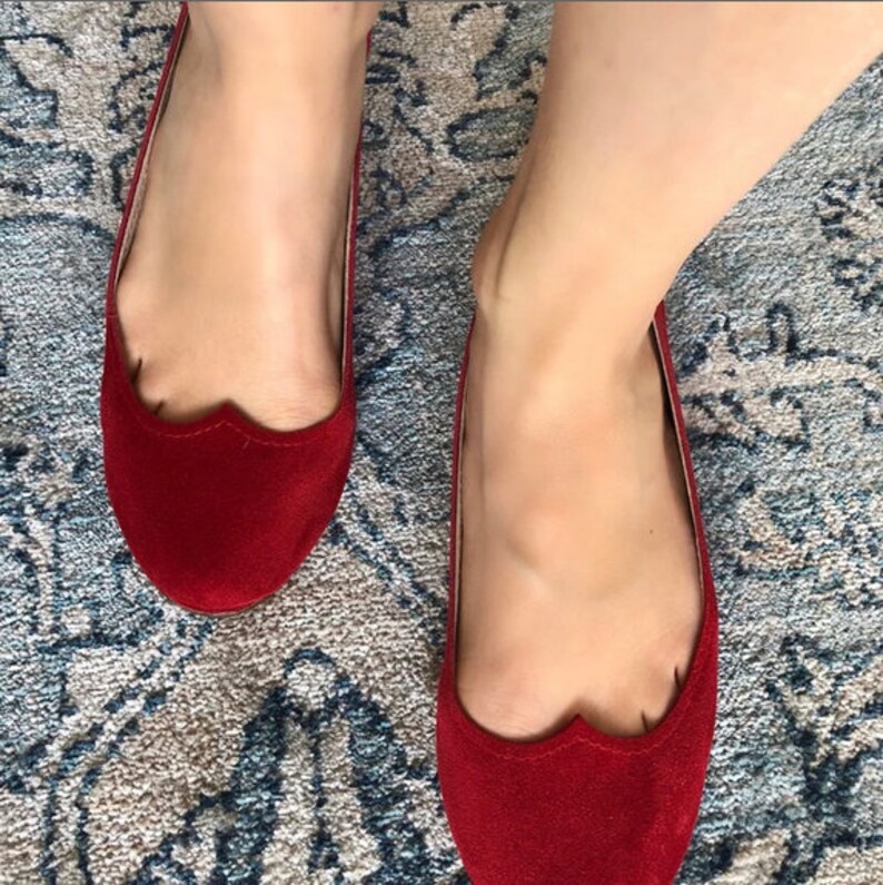 Red Ballet Shoes With Heart Shape Elehandmade Shoes - Etsy