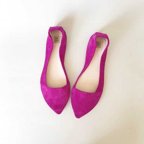 Pointy Toe Flats Shoes in Soft Red Italian Leather - Etsy