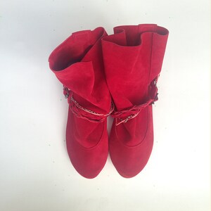 Red Ankle Boho Soft Boots in Italian Leather, Elehandmade Shoes - Etsy