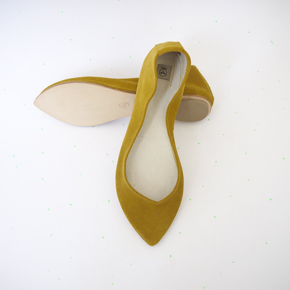 Pointed Toe Ballet Flats Shoes in Soft Yellow Italian Leather | Etsy