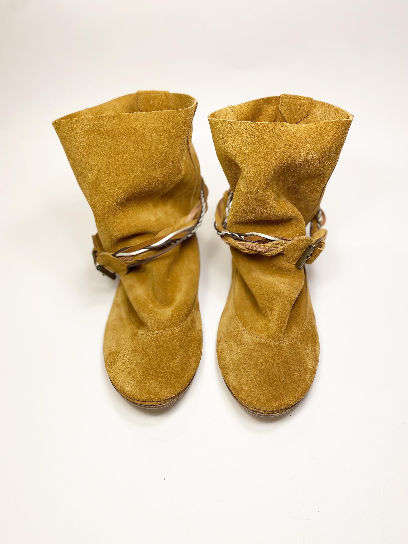 Ankle Soft Boho Boots in Tan Italian Leather, Boho Floppy and Cuffed ...