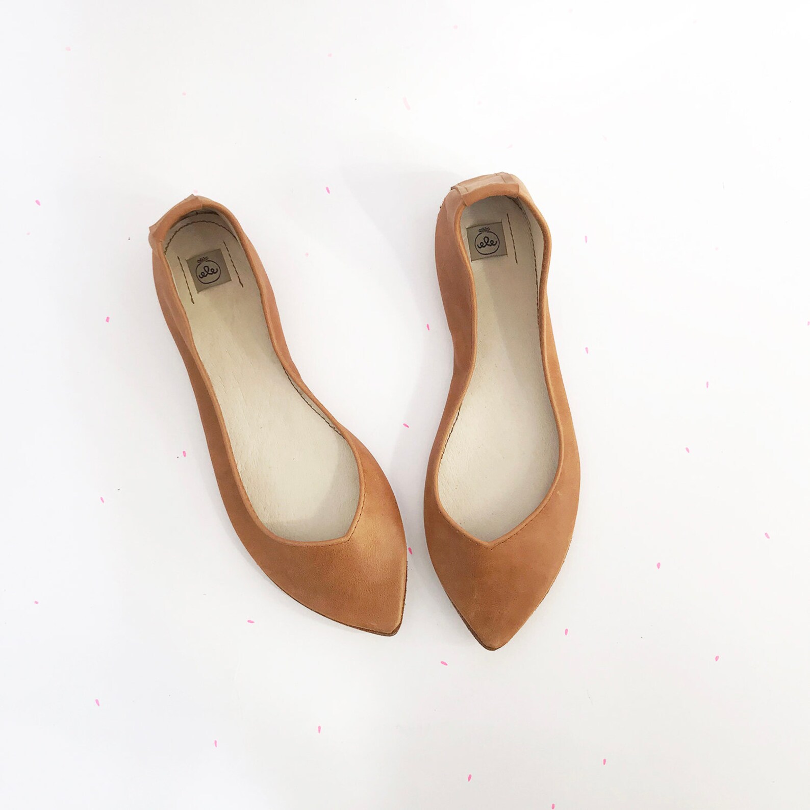 Pointed Toe Ballet Flats in Tan Soft Italian Leather Low Heel - Etsy