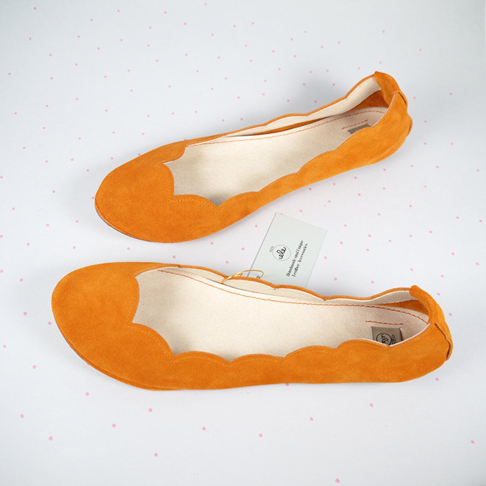Ballet Flats Shoes in Tangerine Orange Italian Soft Leather - Etsy
