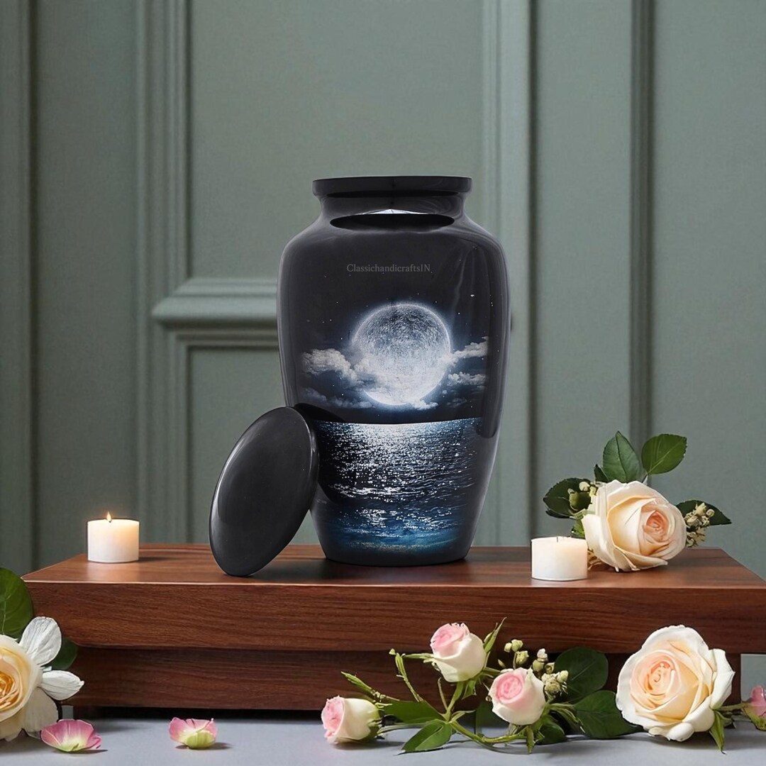 Moonlight Ocean Wave Cremation Urn for Ashes – Large Adult Memorial Urn ...