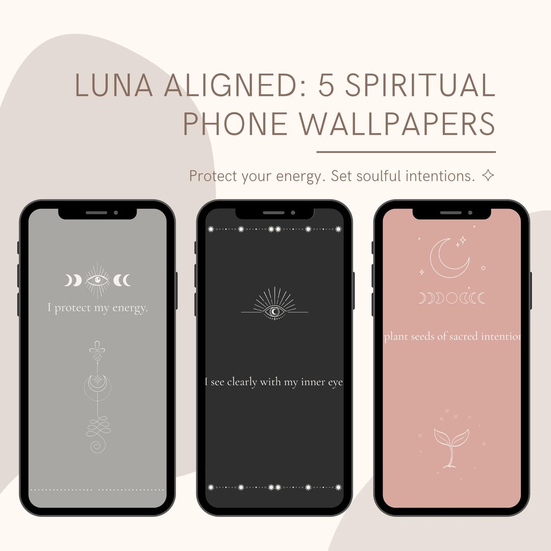 Moon Phase Wallpaper Phone Screen Lock Design Spiritual Art Protection ...