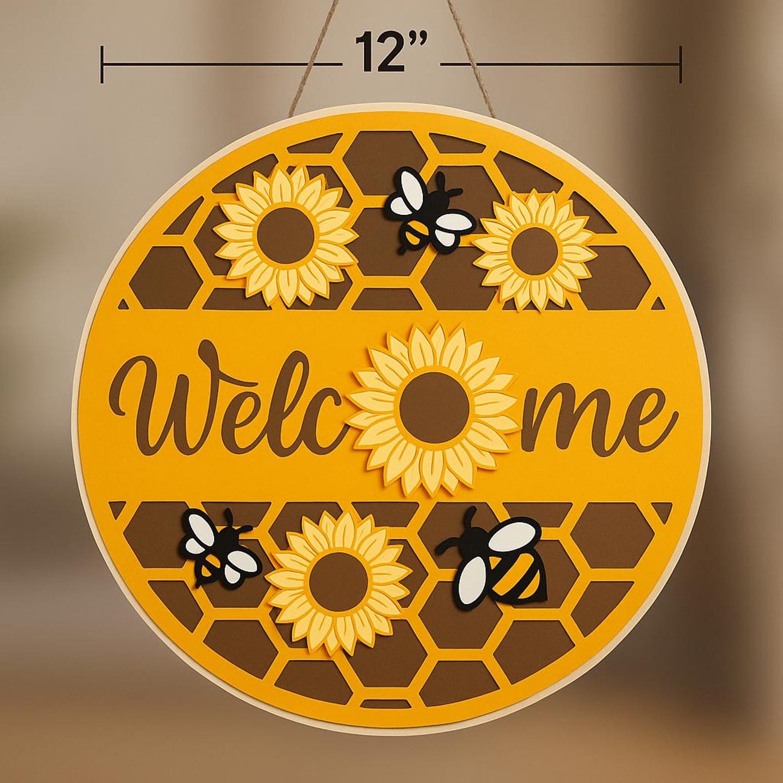 Sunflower & Bee Welcome Sign - Etsy