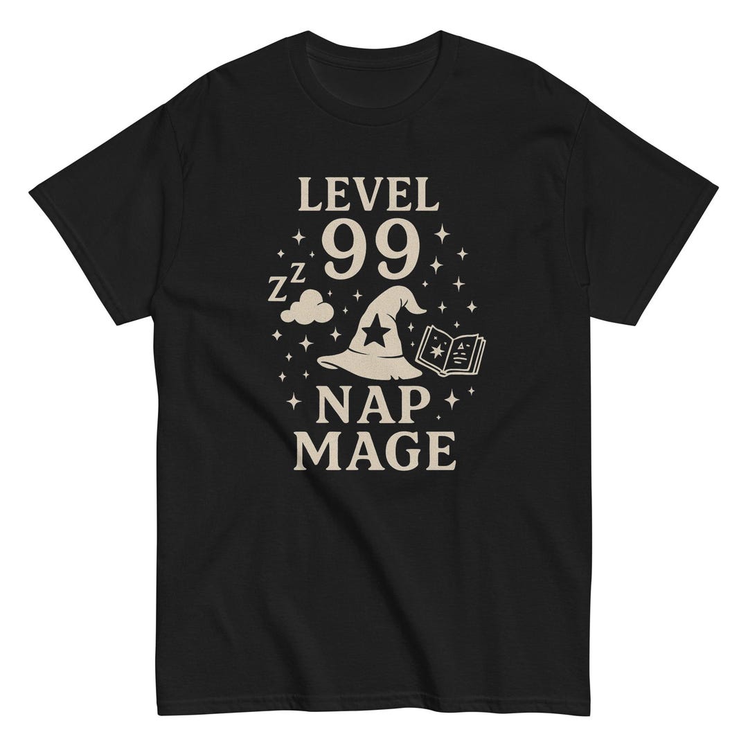 Level 99 Nap Mage Shirt – Funny Wizard Sleep Tee for Gamers, Nerds ...