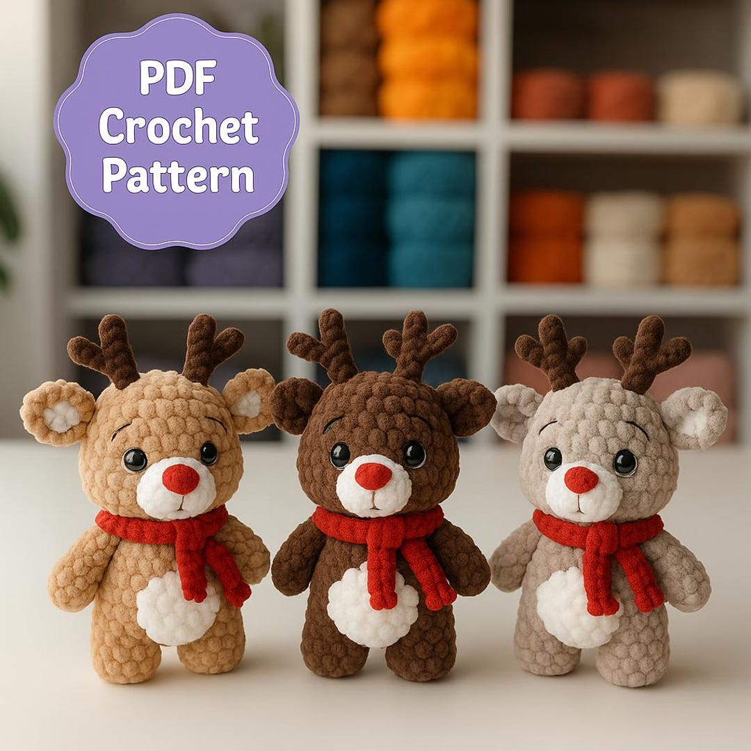Reindeer Crochet Pattern PDF – Amigurumi Christmas Deer, Plush Toy ...
