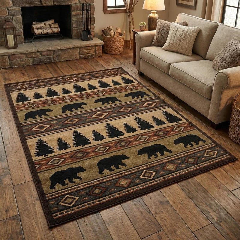 Pine Tree Nursery Rug - Etsy