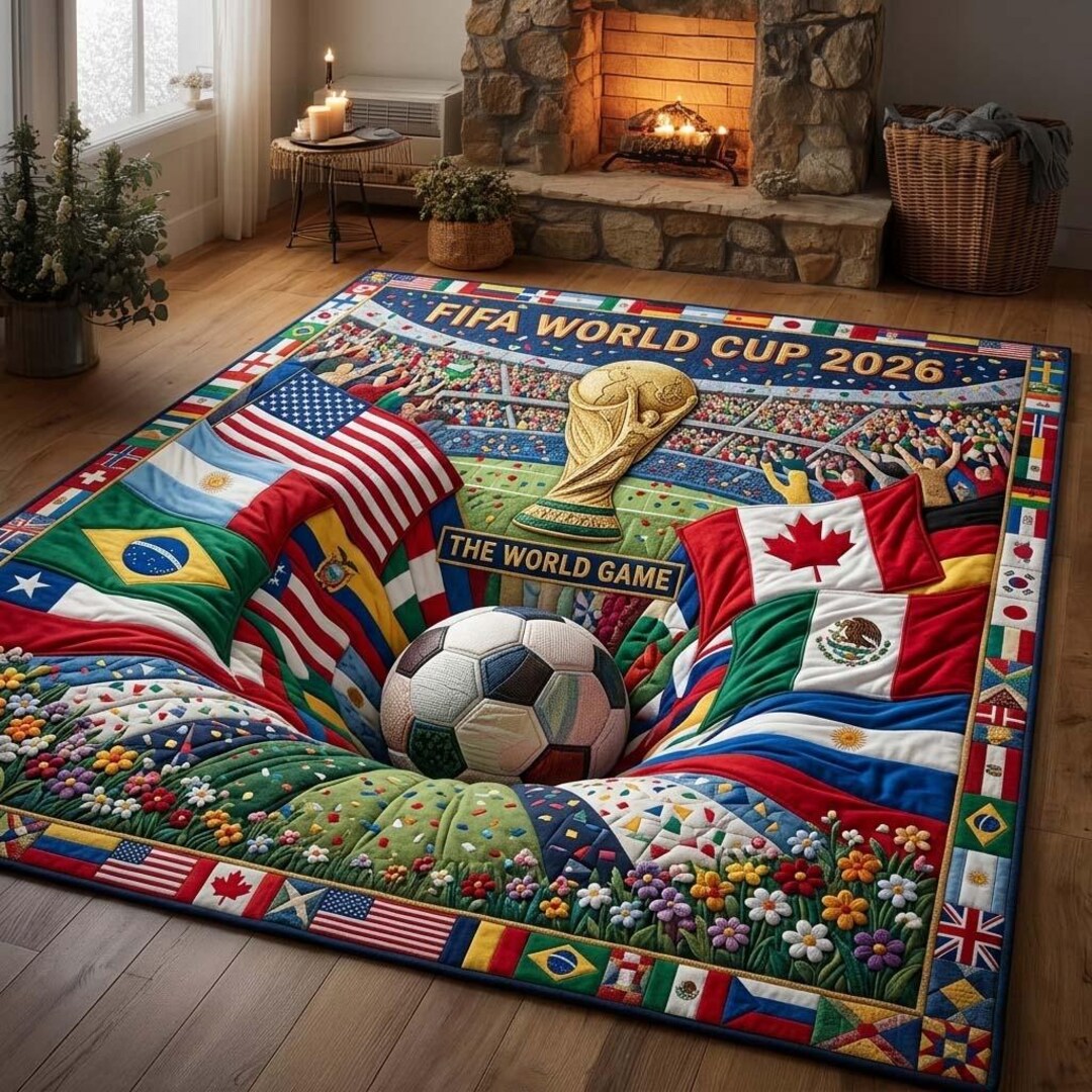 World Soccer Championship 2026 Area Rug – Global Flags & Trophy ...