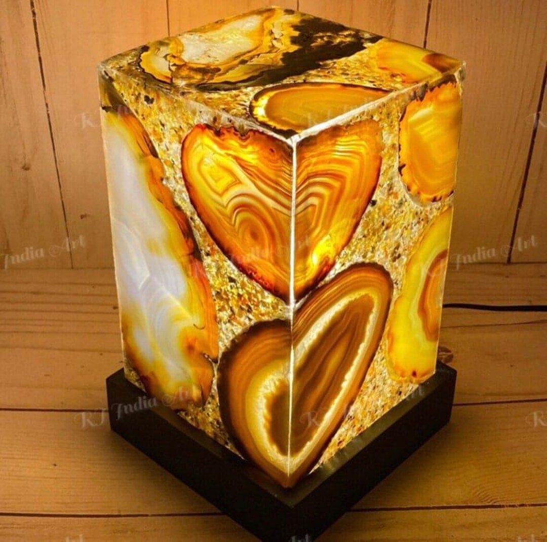 Handmade Agate Stone Table Lamp: Elegant Living Room Decor - Etsy