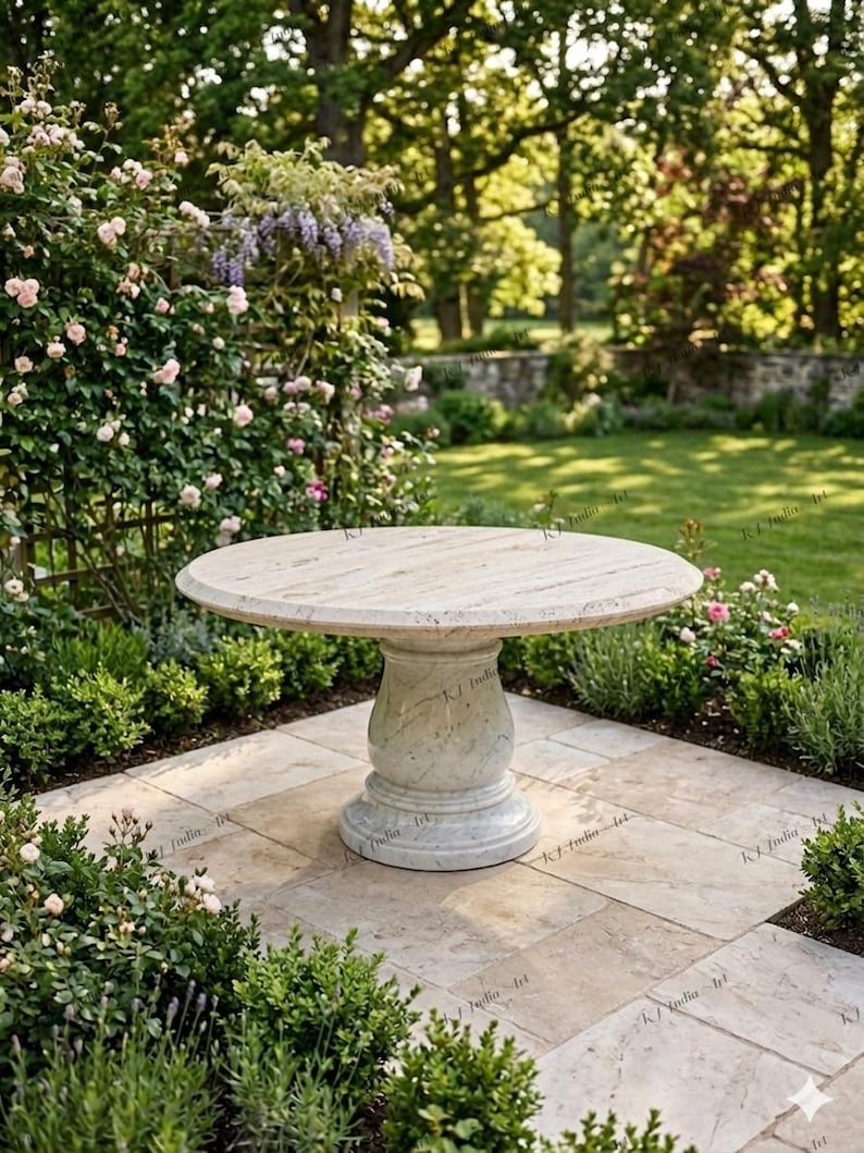 Handmade Travertine Stone Table Top – Natural Dining, Coffee Table ...