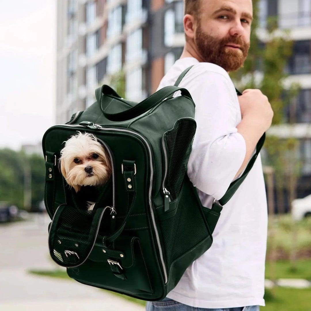 Dog Carrier, Leather Dog Carrier, Dog Backpack, Pet Travel Bag, Pet ...