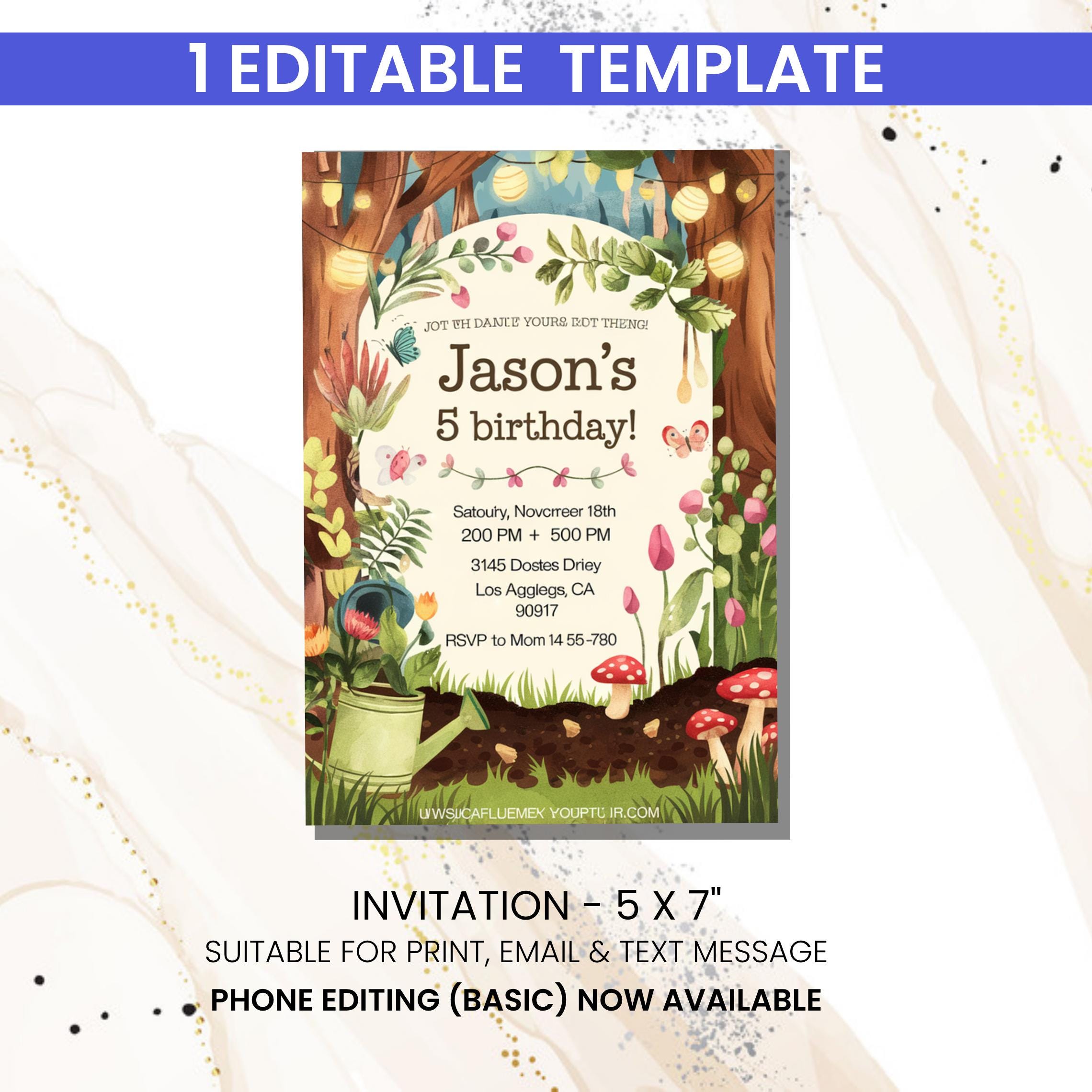 Nature Lovers Birthday Invitation Canva | Outdoor Adventure Party ...