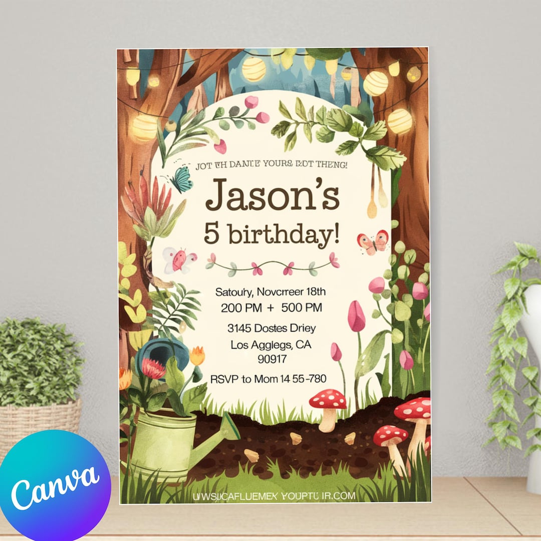 Nature Lovers Birthday Invitation Canva | Outdoor Adventure Party ...