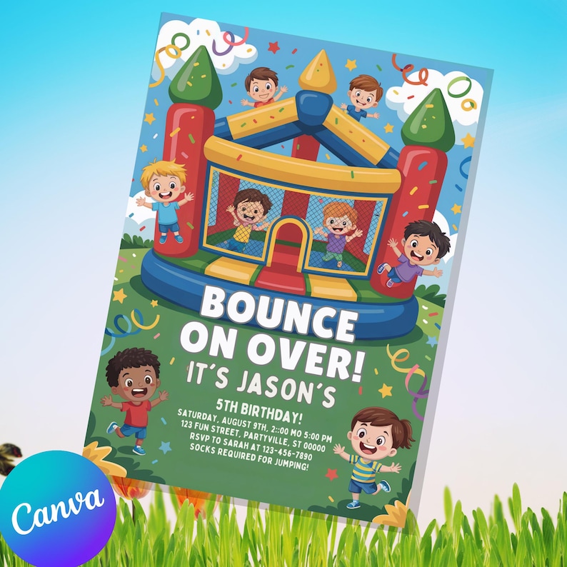 Bounce House Birthday Invitation Template | Kids Park Birthday Party ...