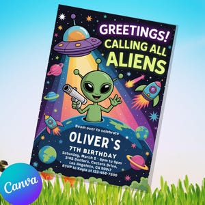 Galaxy Alien Birthday Invitation – Printable Space Party Card for Kids ...