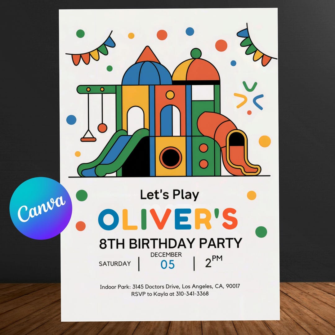 Jungle Gym Party Invitation Template: Editable Playground Invite ...