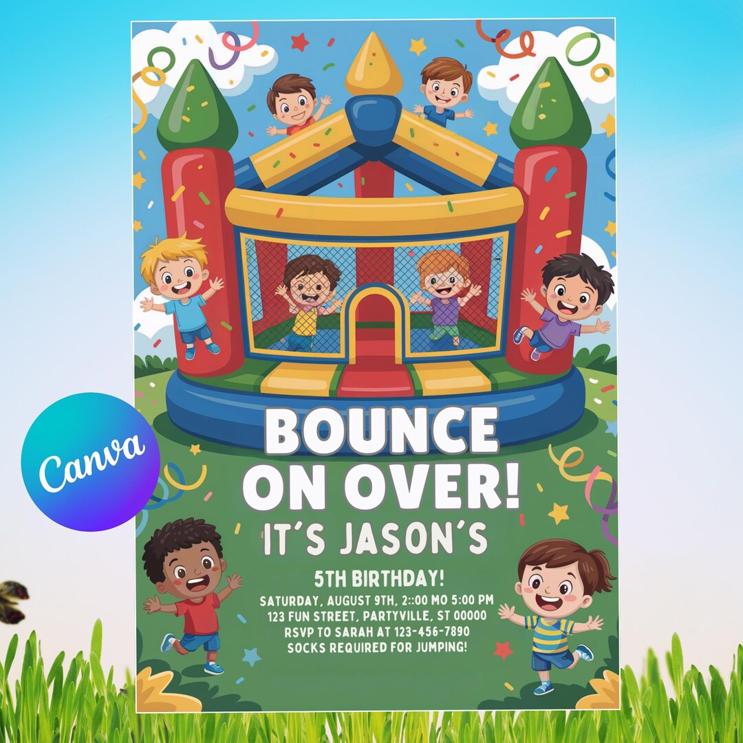 Bounce House Birthday Invitation Template | Kids Park Birthday Party ...