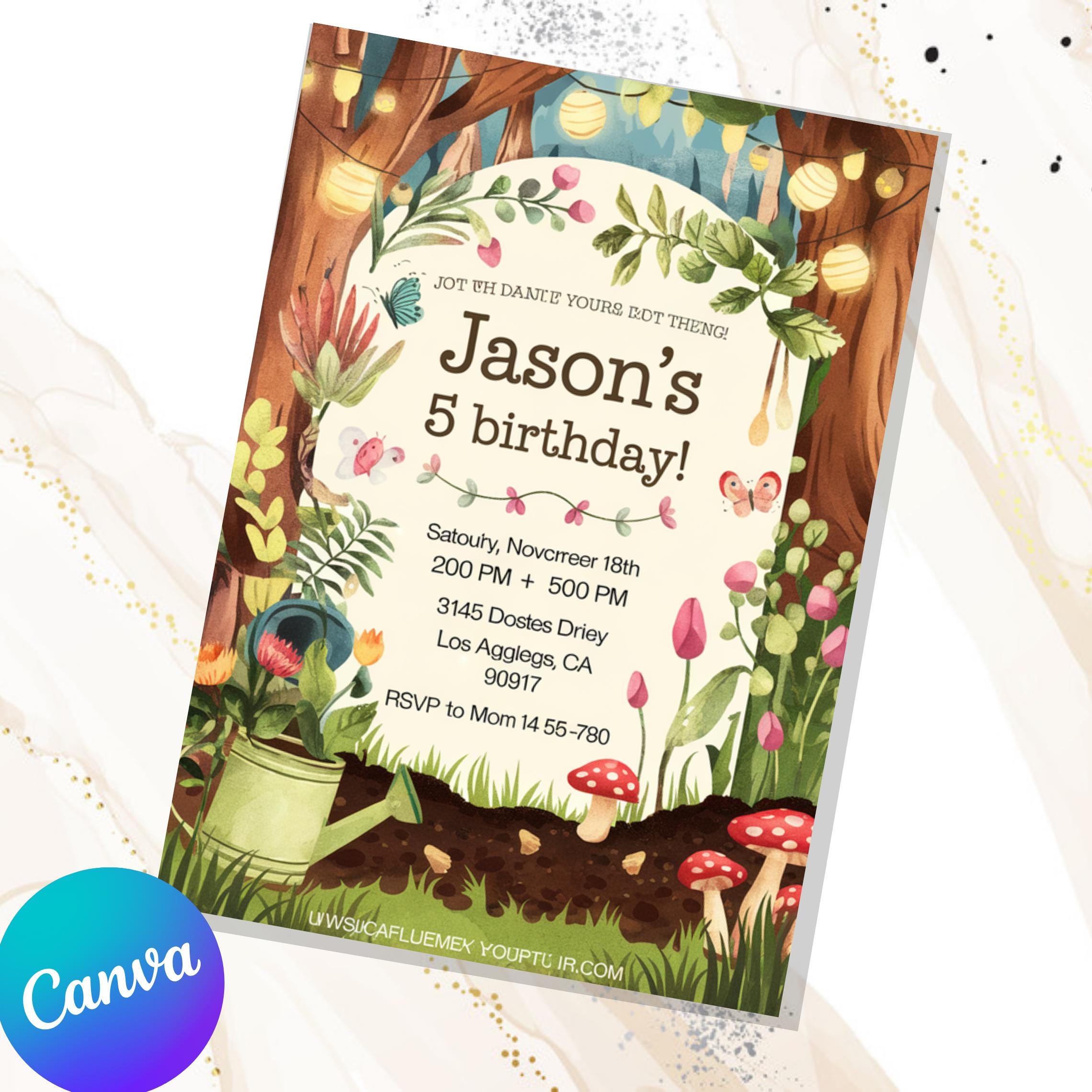 Editable Birthday Invitation: Nature Lovers Invite -easy to Edit on ...