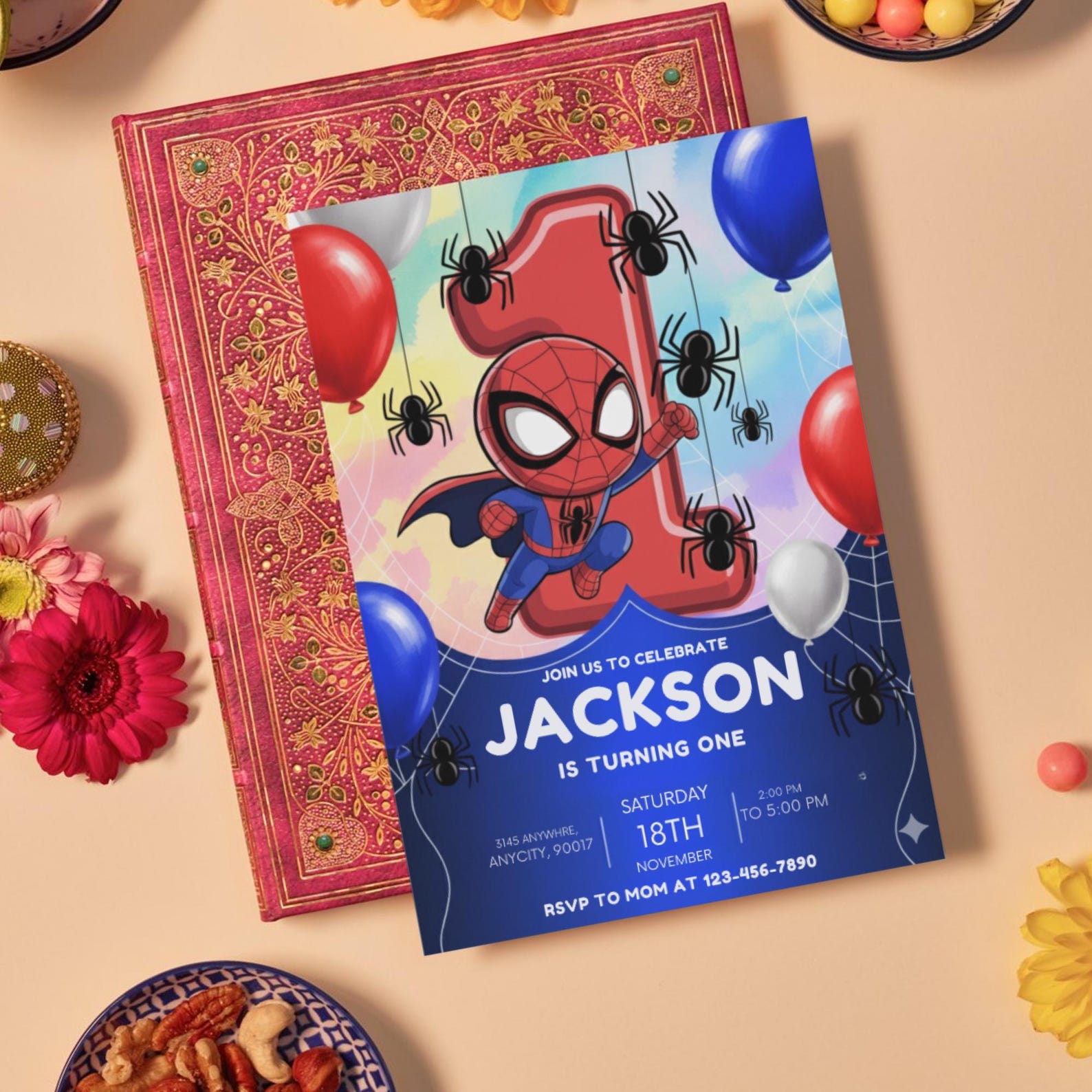 Editable 2nd Spidey Blue-theme Birthday Invitation, Spidey Kids ...