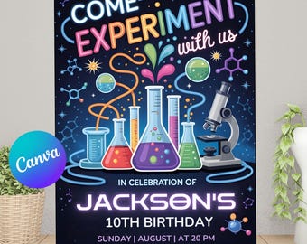 Editable Mad Science Experiment Birthday Invitation, Science Experiment ...
