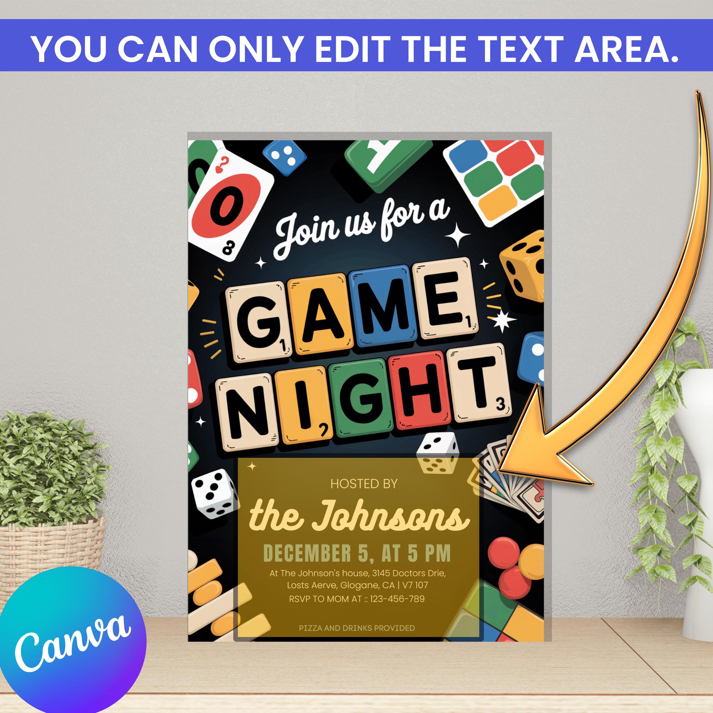 Editable Game Night Video Invitation – House Party Template With Board ...